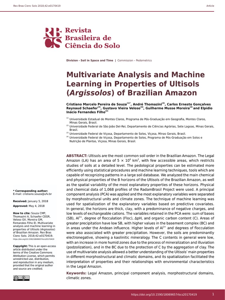 Multivariate Analysis and Machine Learning in Properties of Ultisols (Argissolos) of Brazilian ...