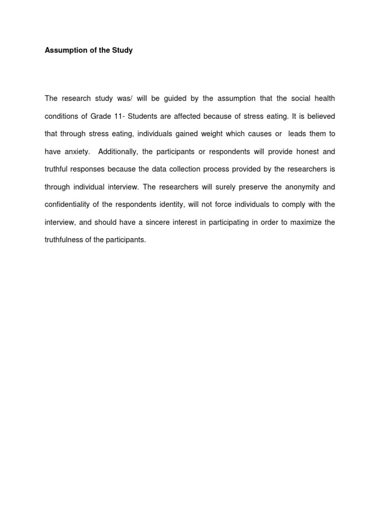Assumption of The Study | PDF
