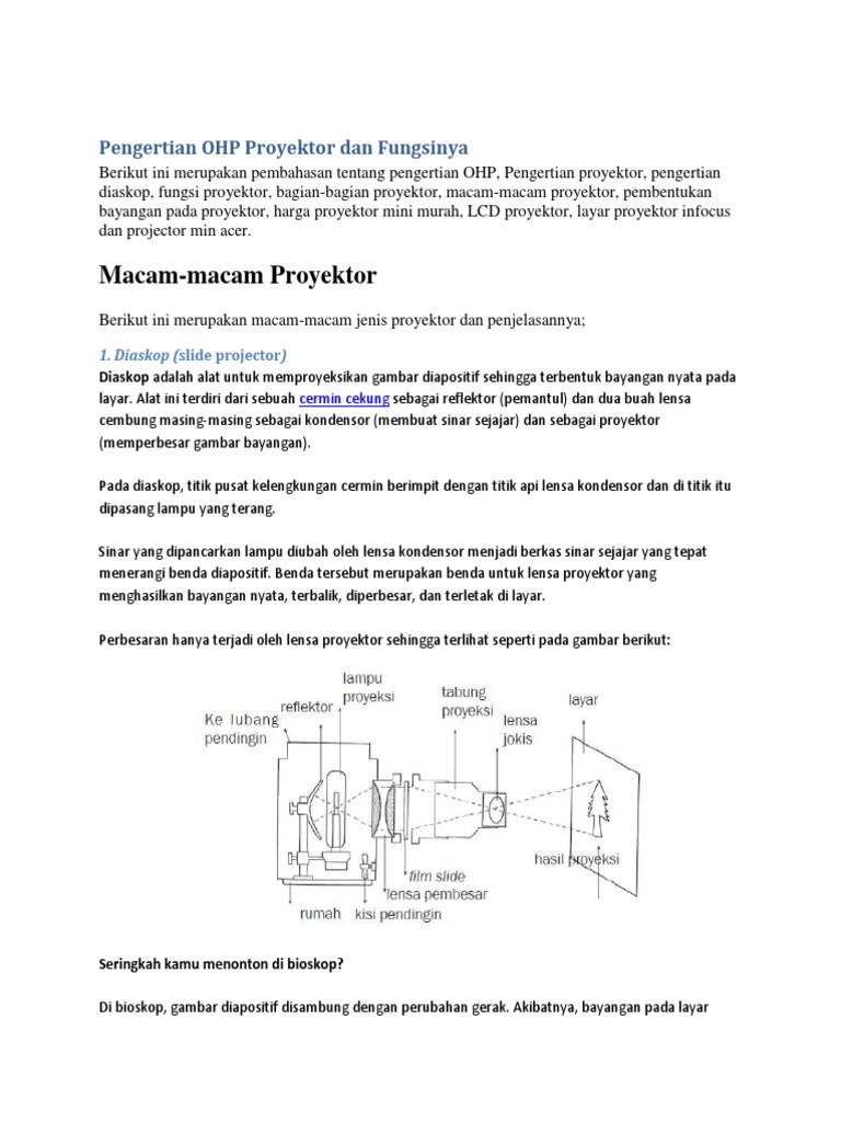 Pengertian OHP Proyektor Dan Fungsinya | PDF