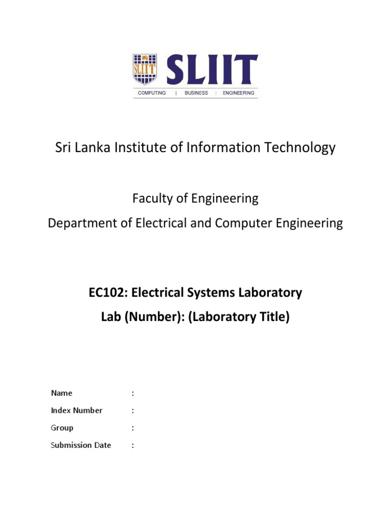Electrical Systems Lab Assessment Cover Sheet | PDF | Laboratories ...