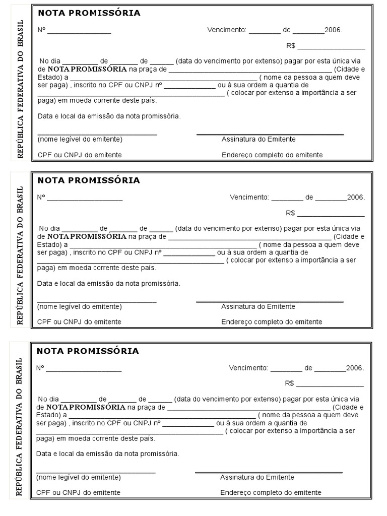 Modelo de Nota Promissória para Imprimir | PDF | Nota promissória ...