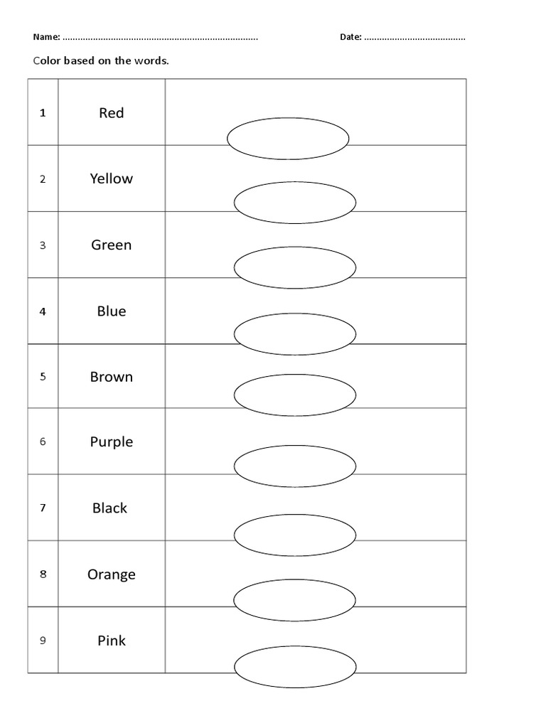 Color Word Association Guide | PDF | Games & Activities | Foreign ...