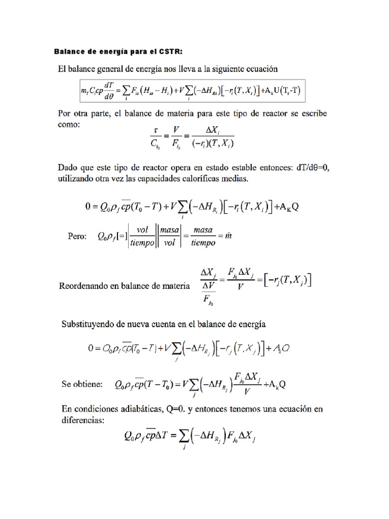 Balance Energético en CSTR | PDF