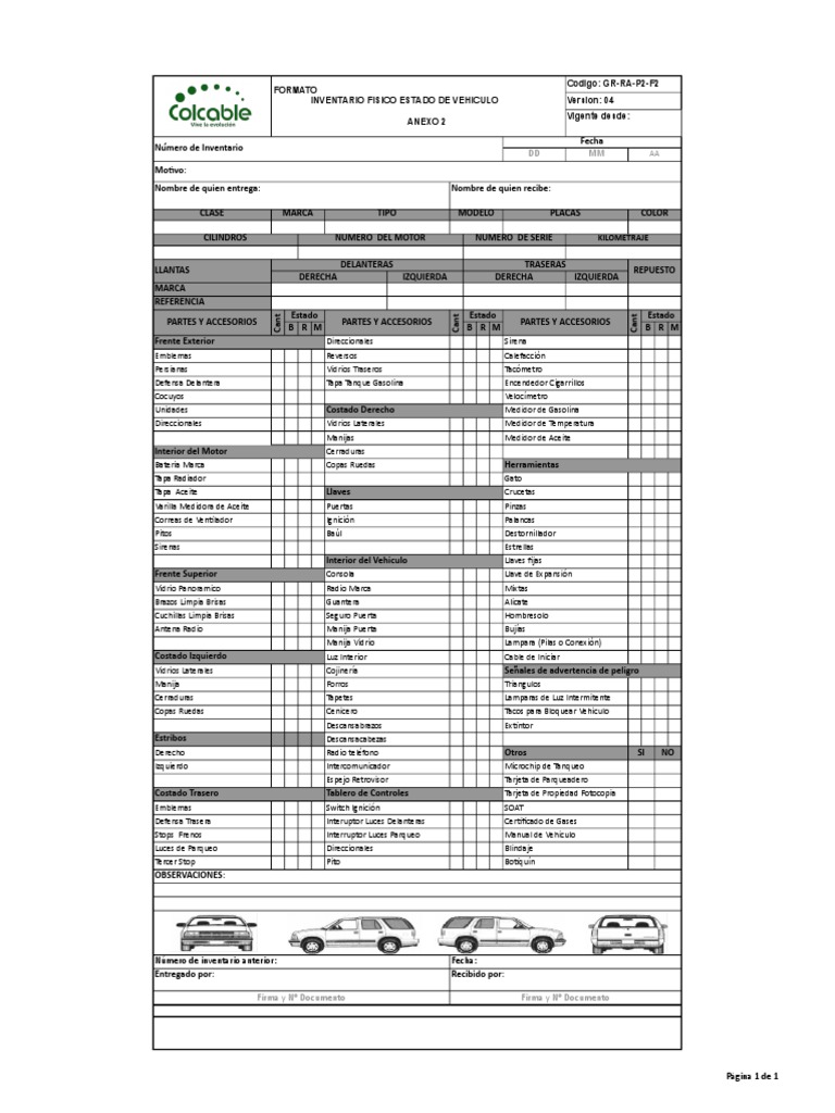 Formato Entrega Vehículo | PDF | Vehículos | Coche