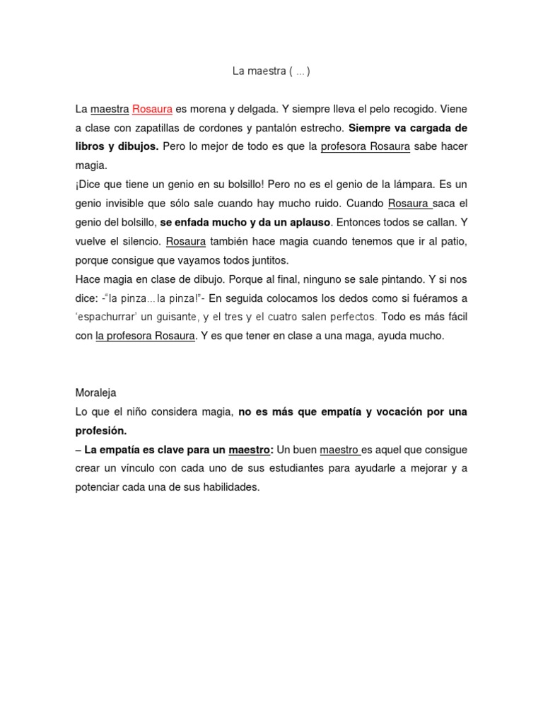 Cuento De La Maestra Pdf