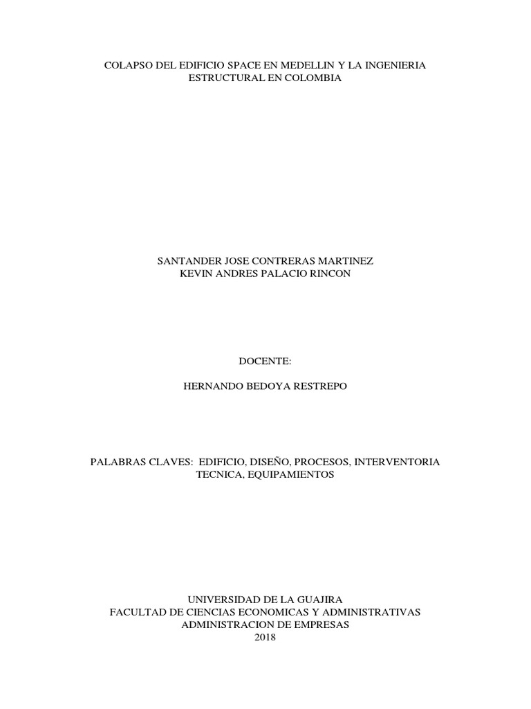 Colapso Del Edificio Space en Medellin y La Ingenieria Estructural en Colombia 2 | PDF ...