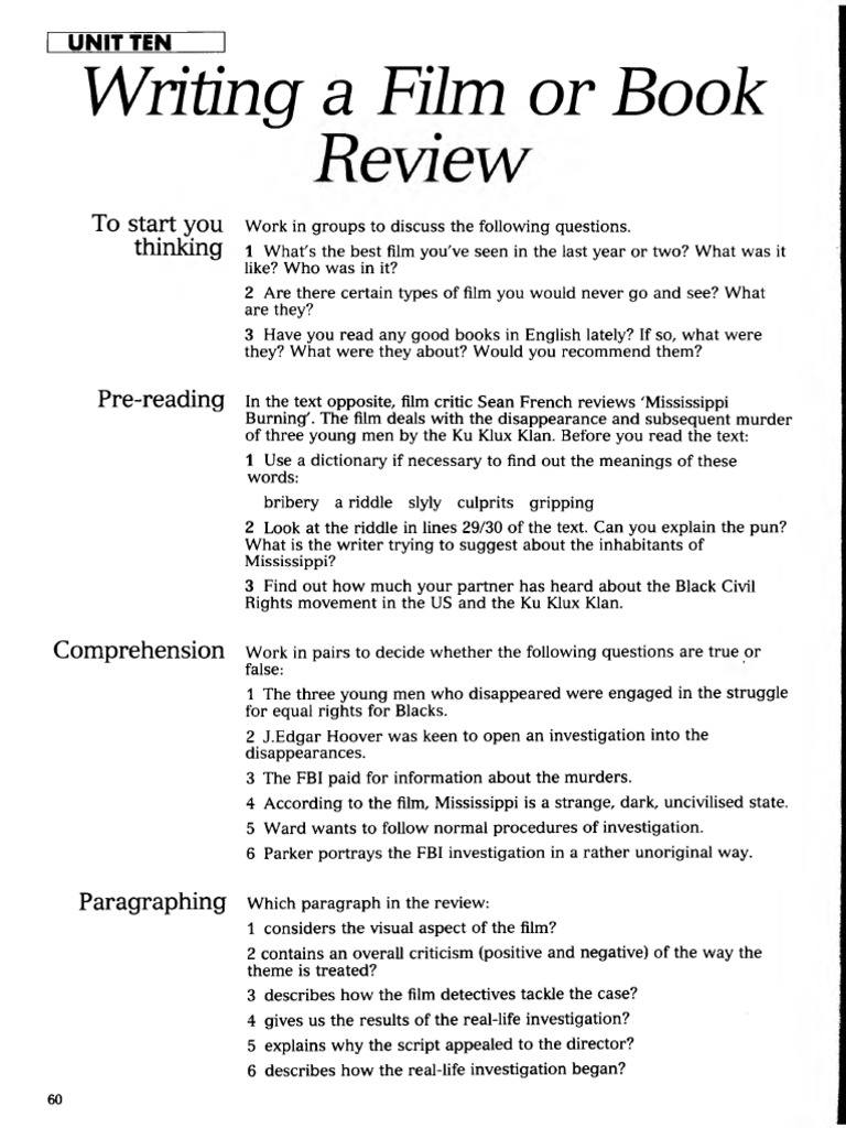 Writing A Film or Book: Review | PDF