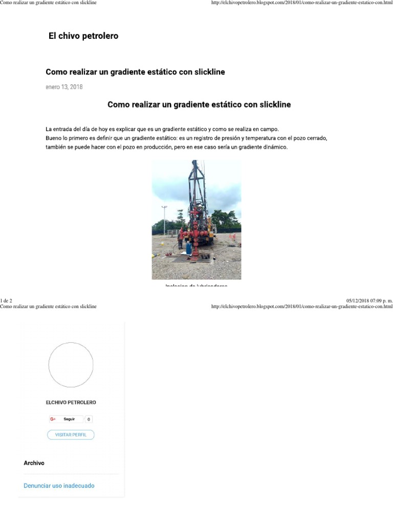 Como Realizar Un Gradiente Estático Con Slickline PDF | PDF