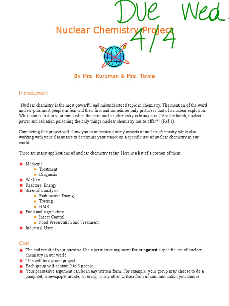 Nuclear Chemistry Applications Project | PDF | Nuclear Chemistry ...