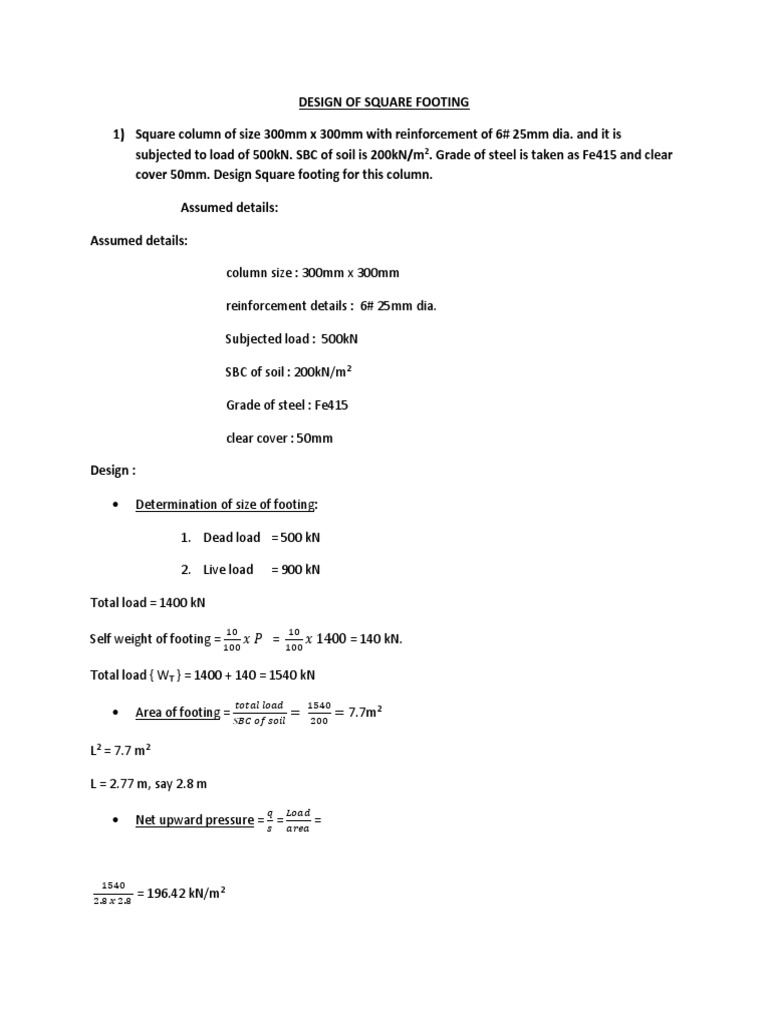 Design of Square Footing | PDF | Chemical Product Engineering ...