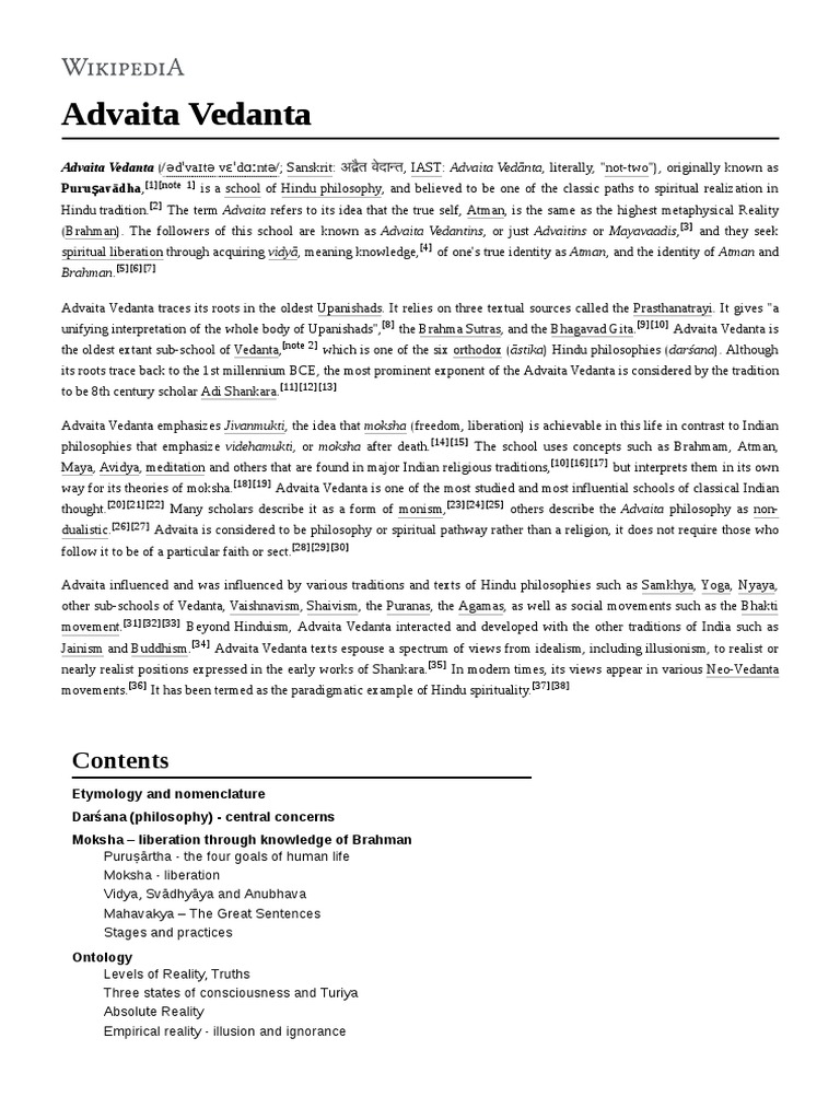 Advaita Vedanta PDF | PDF | Advaita Vedanta | Ātman (Hinduism)