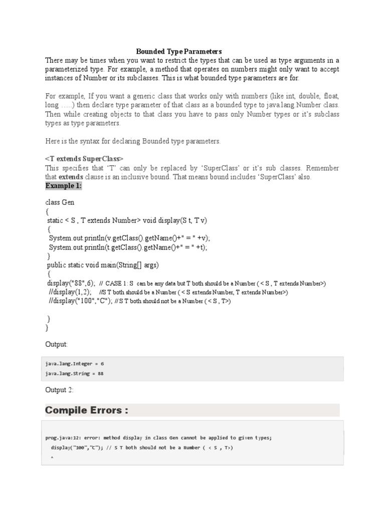 Bounded Type Parameters Pdf Class Computer Programming Parameter Computer Programming