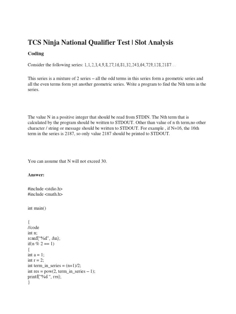 TCS Ninja Test | Download Free PDF | Wearable Technology | Integer ...