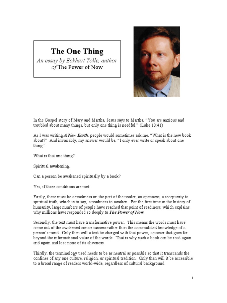 Eckhart Tolle - The One Thing | PDF