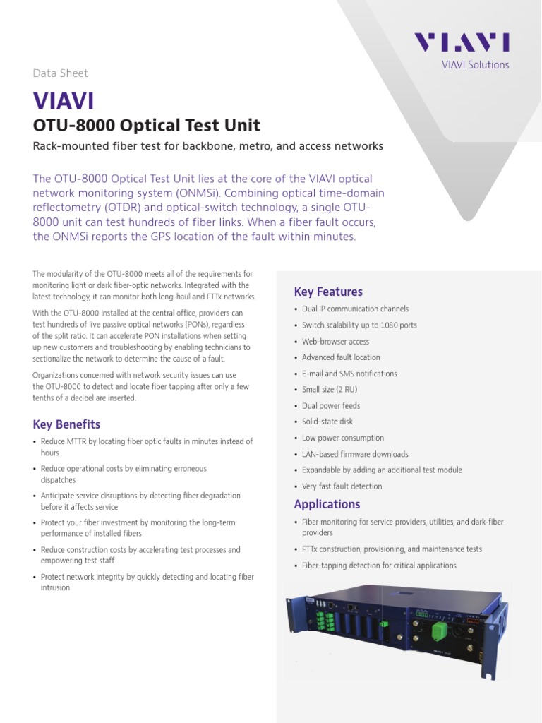 Otu 8000 Optical Test Unit Data Sheets en | PDF | Optical Fiber | Fiber ...