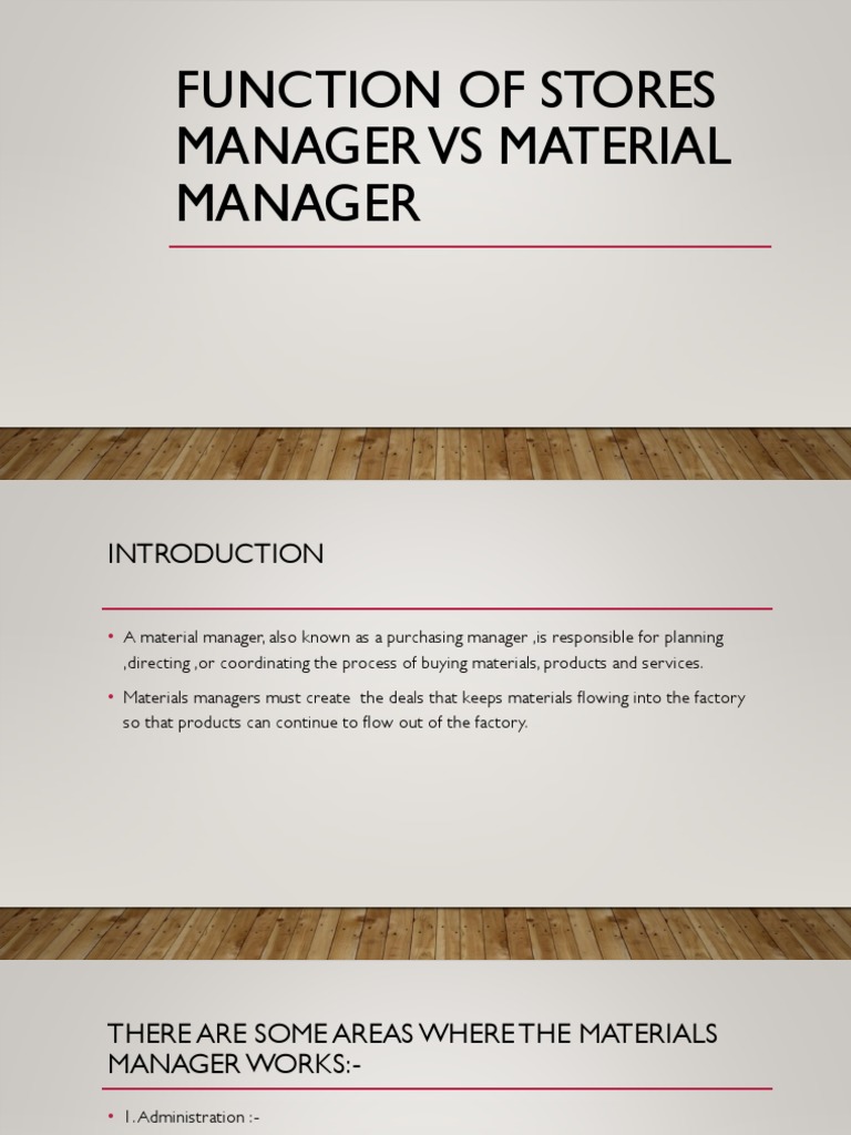 Roles of Material vs Store Manager | PDF | Stocks | Supply Chain Management