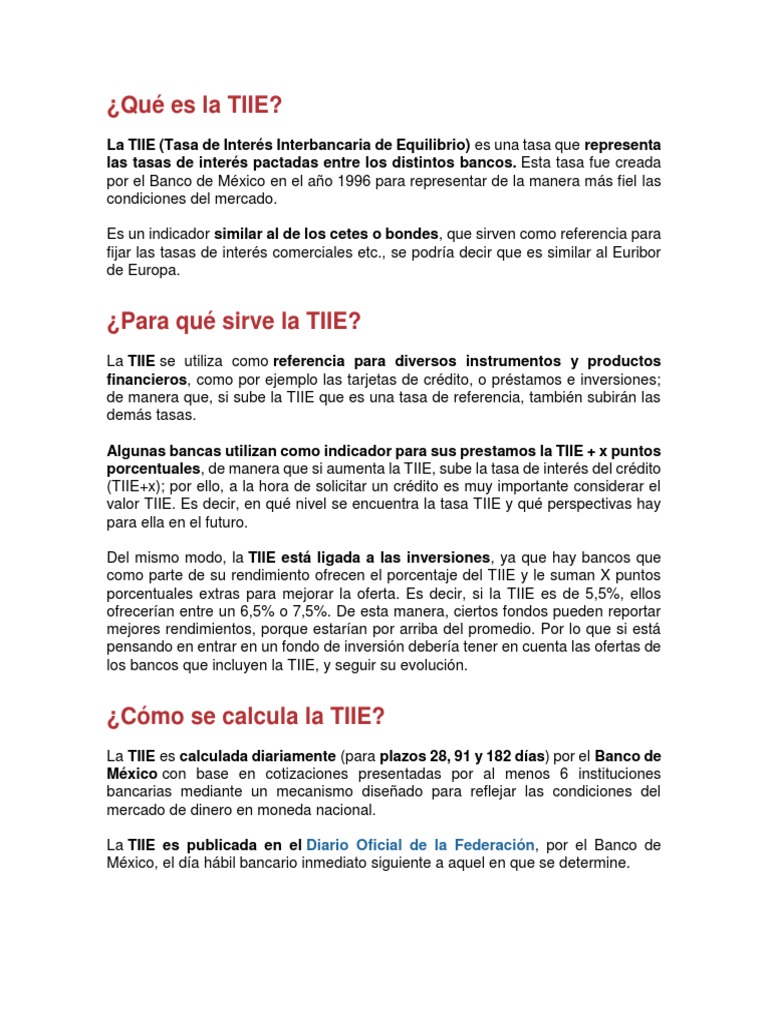 Finanzas Qué Es La TIIE | PDF | Interés | Tasas de interés