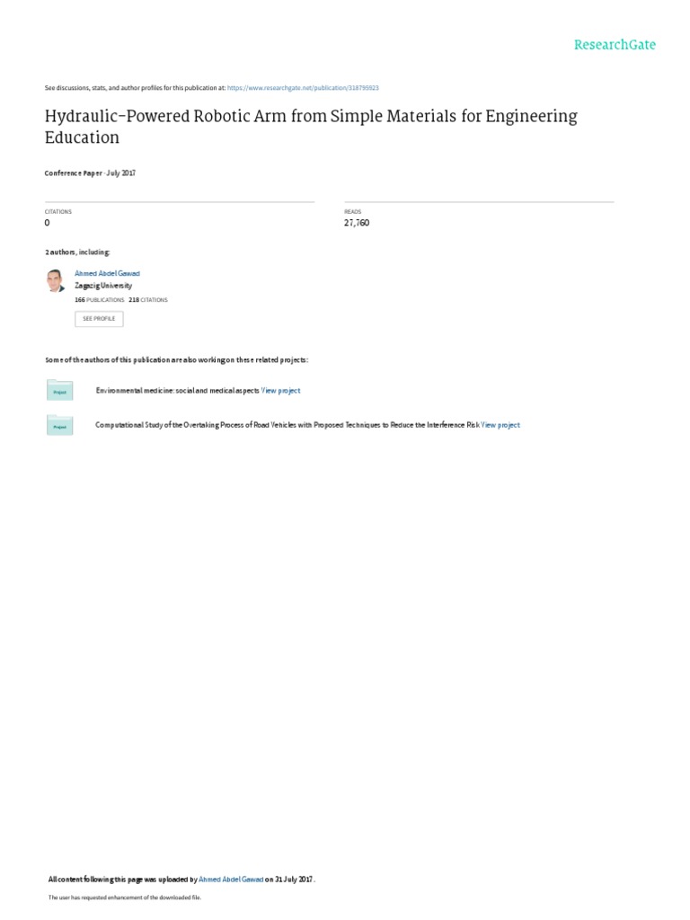 Hydraulic-Powered Robotic Arm From Simple Materials For Engineering ...