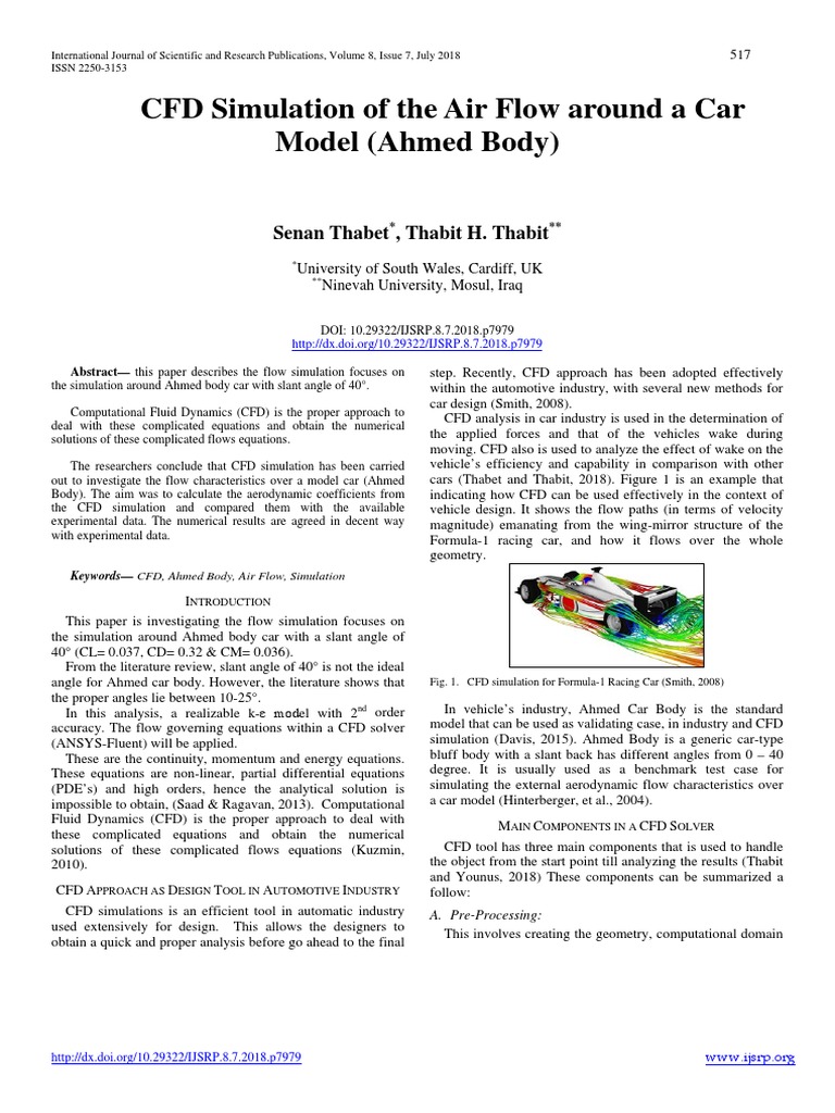 CFD Simulation of The Air Flow Around A Car Model (Ahmed Body) | PDF | Computational Fluid ...