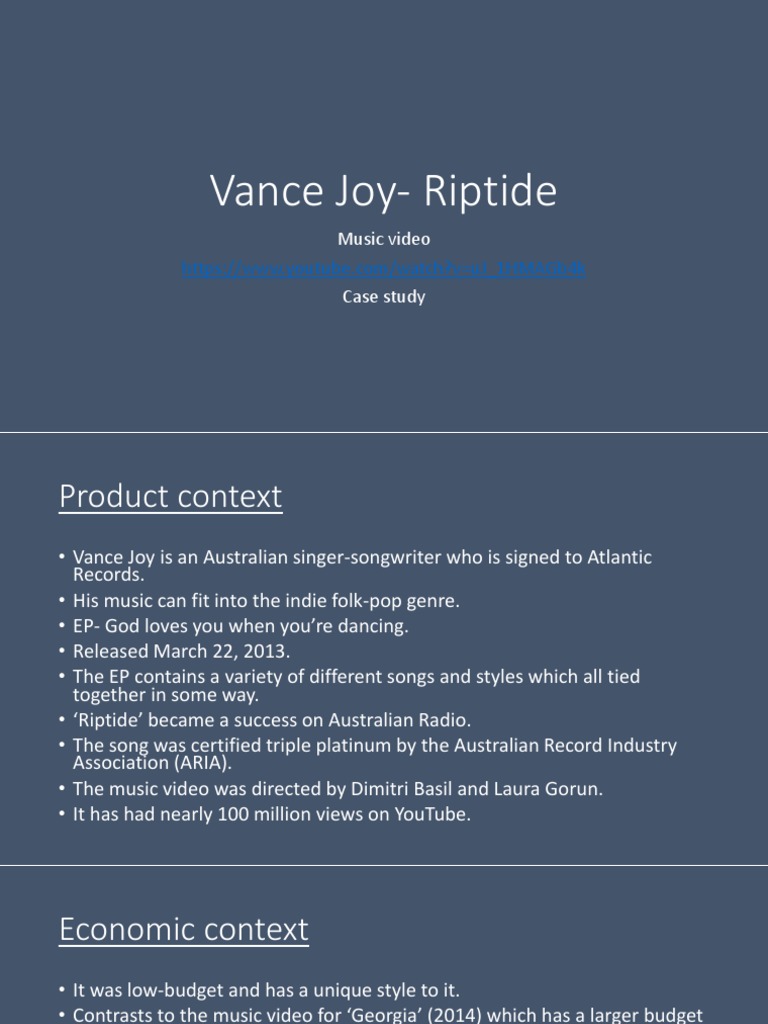 Vance Joy - Riptide Case Study | PDF | Entertainment (General)