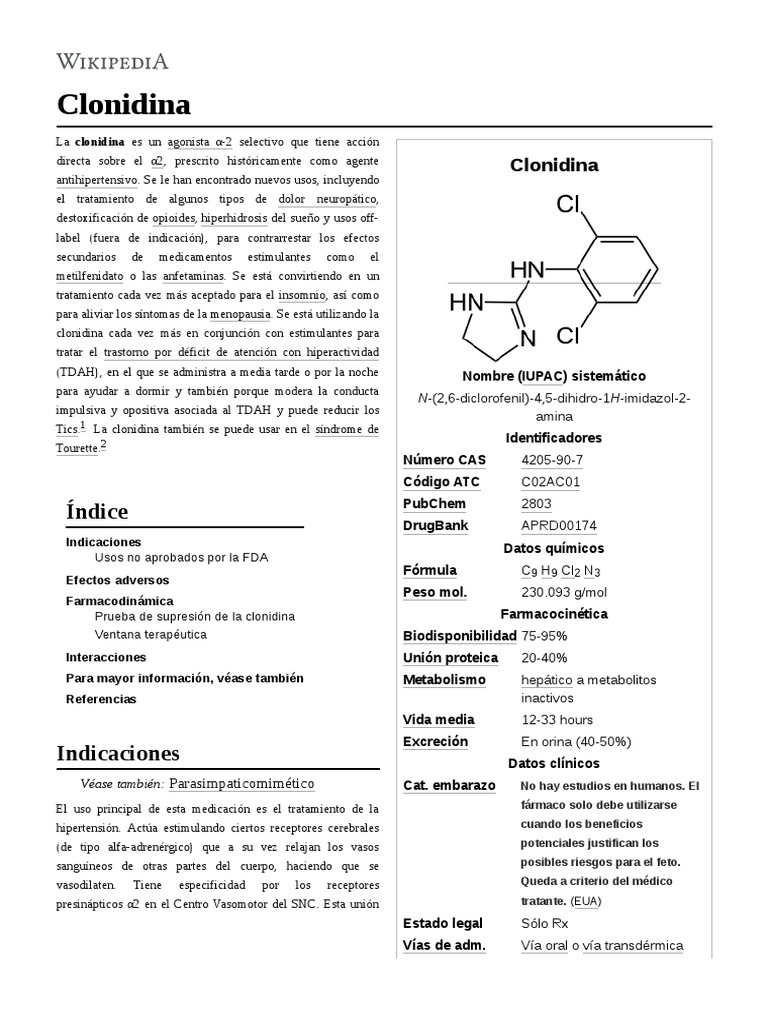 Clonidina | PDF | Drogas | Farmacología