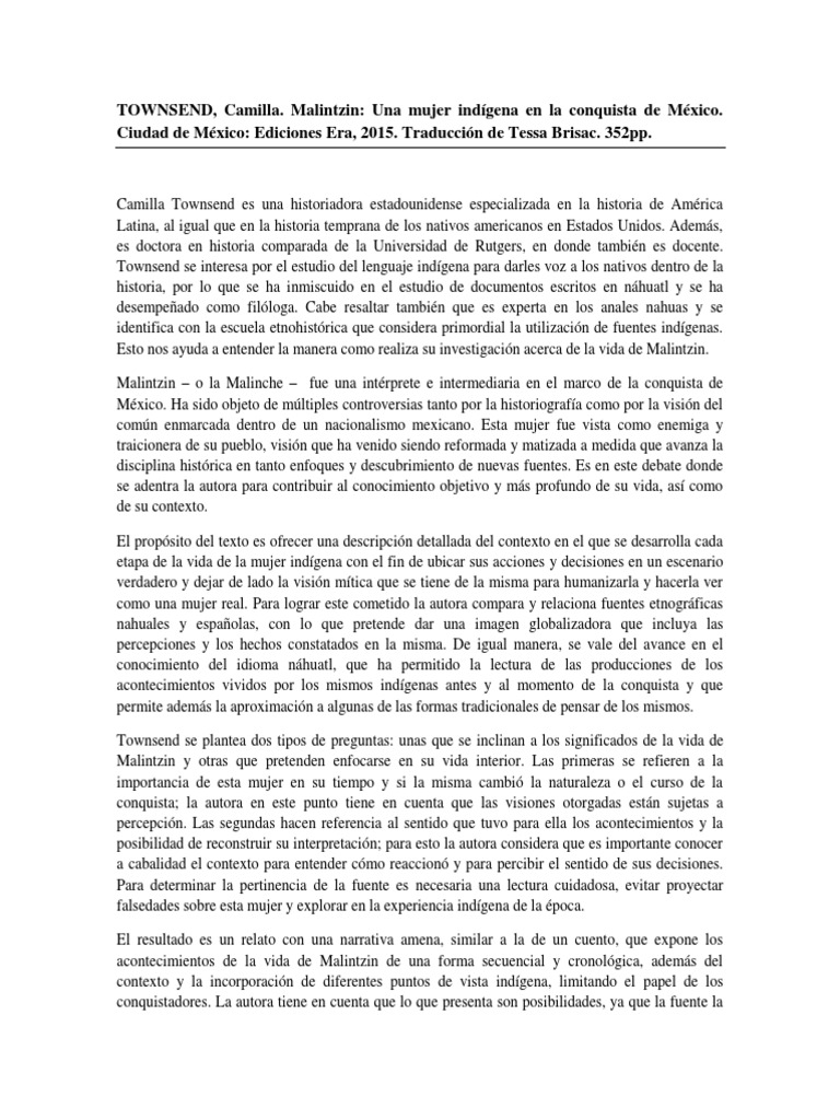 Reseña Malintzin | PDF | Náhuatl | Conocimiento