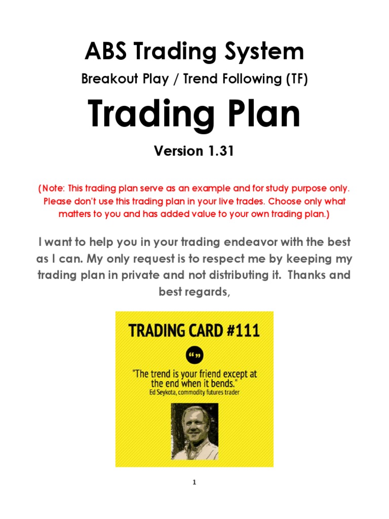 Breakout Play (Trend Following) - Trading Plan - Full (Sample) | PDF ...