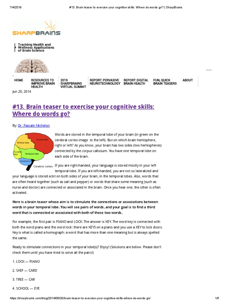 #13. Brain Teaser To Exercise Your Cognitive Skills - Where Do Words Go ...