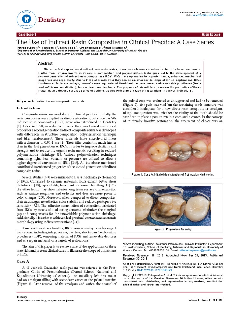 Dentistry: The Use of Indirect Resin Composites in Clinical Practice: A ...