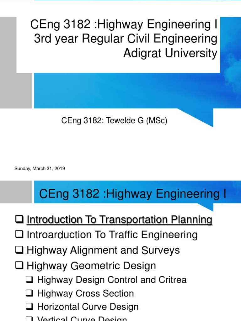 Highways Engineering I | PDF | Traffic | Highway