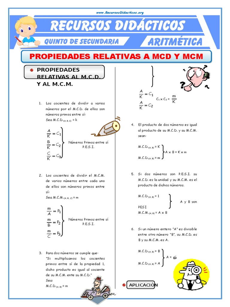 Propiedades del MCD y MCM en Matemáticas | PDF | Teoría de los números ...