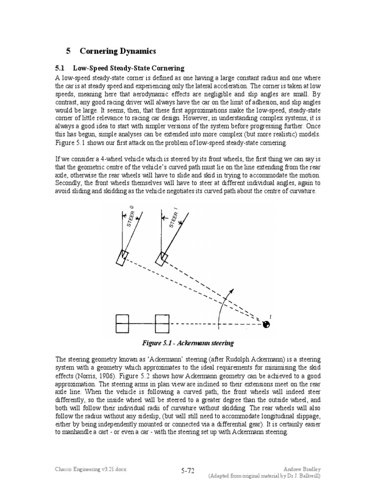 5 Cornering Dynamics: 5.1 Low-Speed Steady-State Cornering | PDF ...