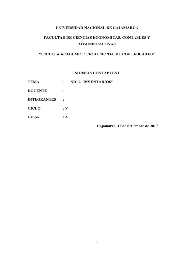 Resumen de NIC 2: Inventarios | PDF | Costo | Contabilidad