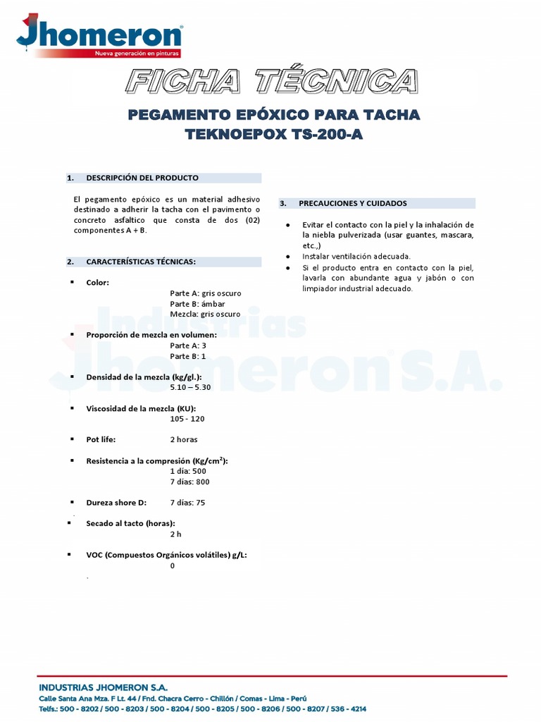 Ficha Tecnica - Pegamento Epoxico | PDF
