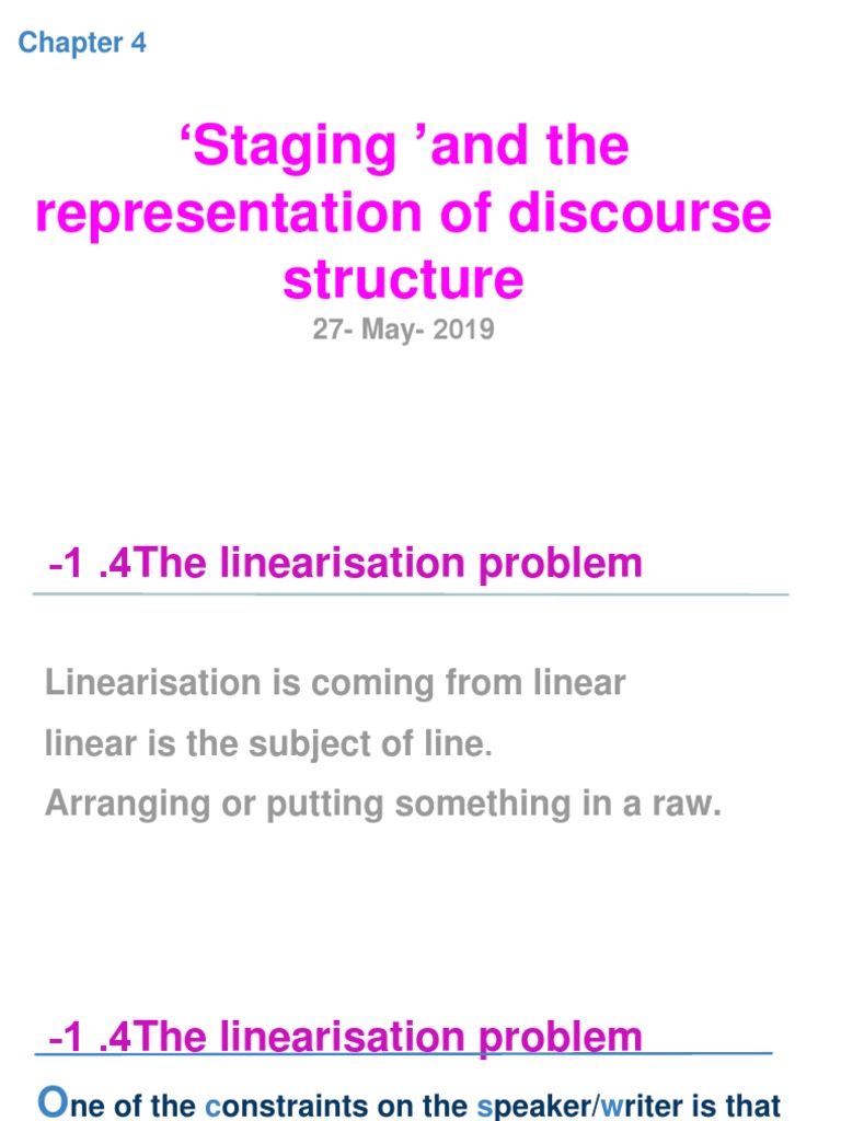 Chapter 4 Staging And The Representation Of Discourse Structure 7 May 2018 Pdf