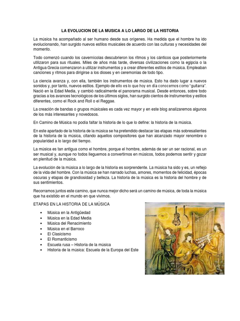 La Evolucion de La Musica A Lo Largo de La Historia | PDF | Homo ...