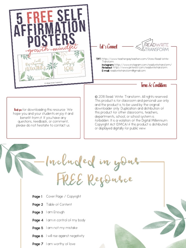 FREEPositiveAffirmationPosters PDF | PDF | Copyright Law | Law