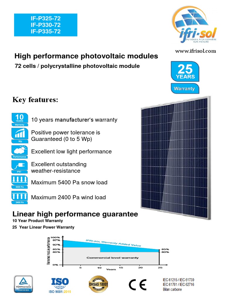 DATASHEET_325_330_335W | Solar Panel | Energy Conversion