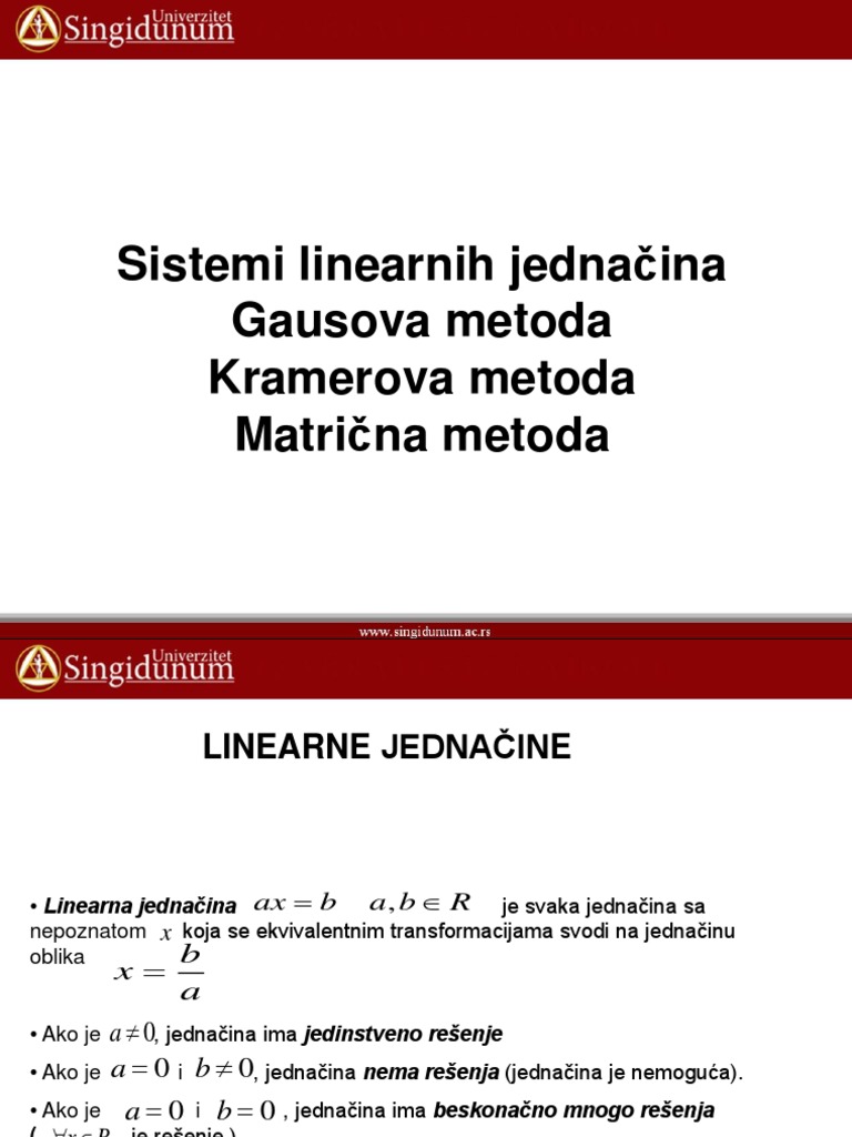 3.sistemi Jednacina | PDF