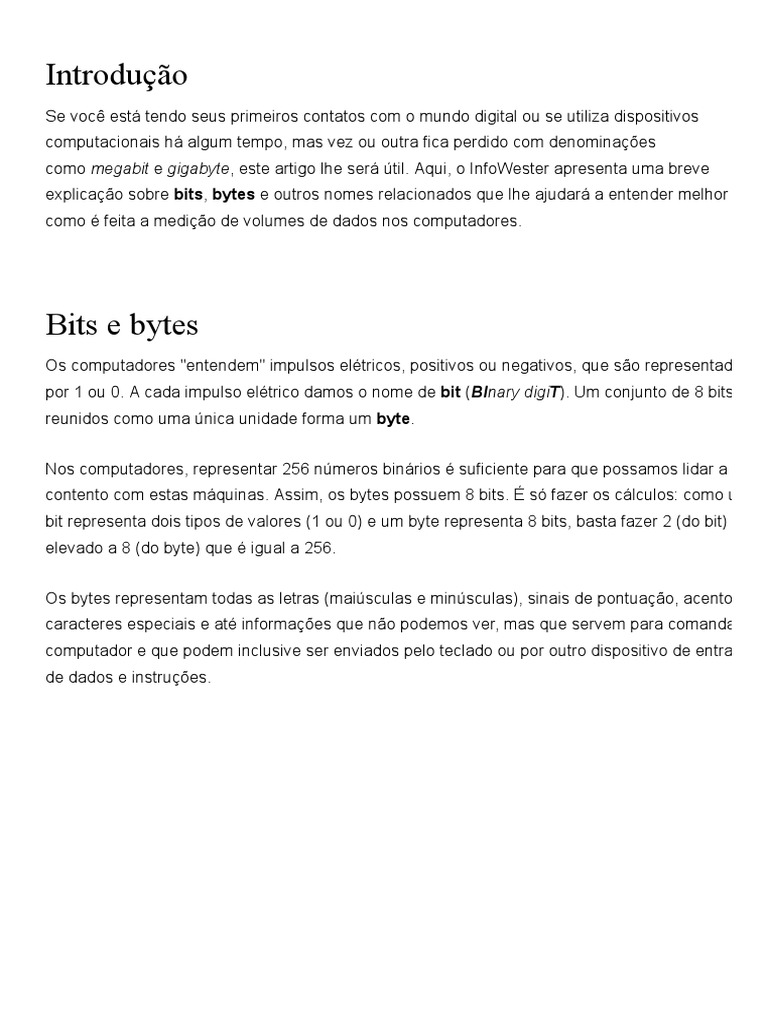 Uma introdução aos bits, bytes e medidas de armazenamento de dados ...
