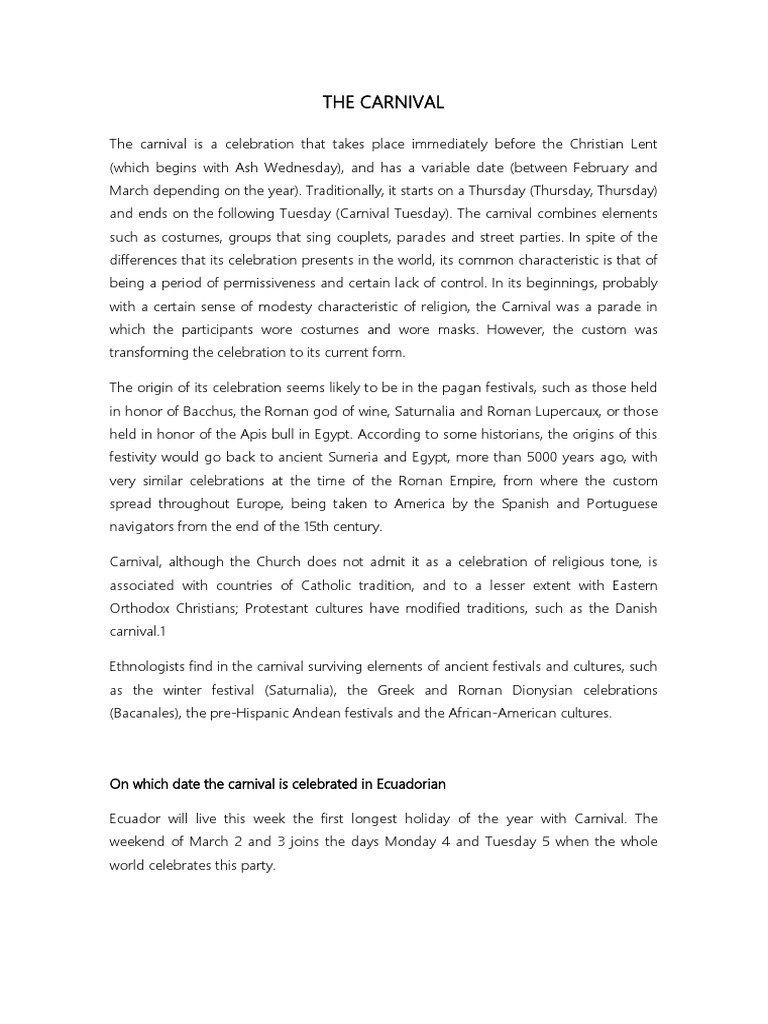 The Carnival | PDF | Carnival | Festival