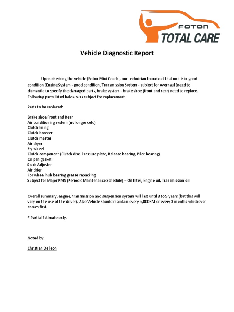 Vehicle Diagnostic Report | PDF