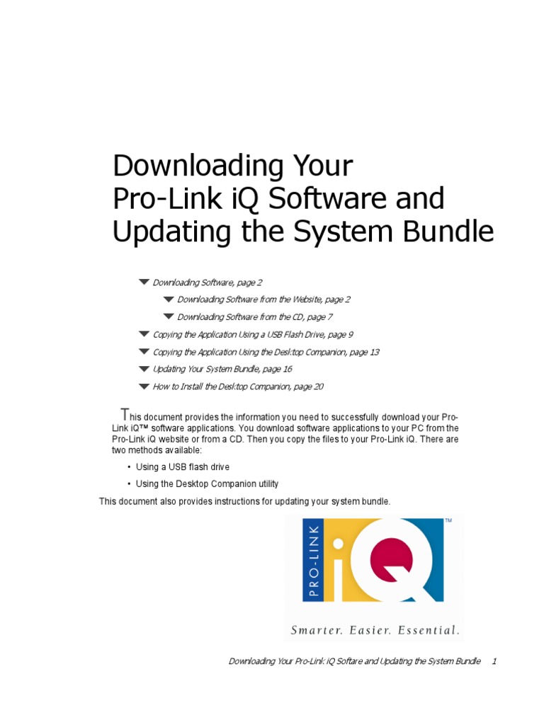 Downloading Your Pro-Link Iq Software and Updating The System Bundle ...