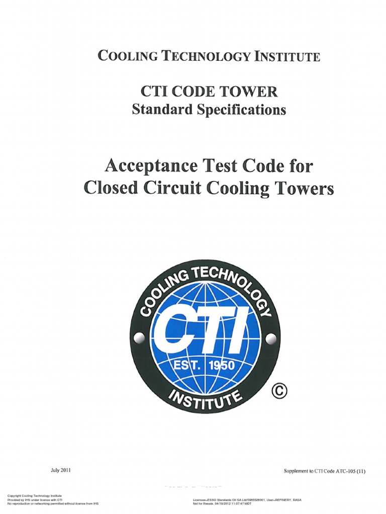 CTI ATC-105 - Acceptance Test Code For Water Cooling Towers ...