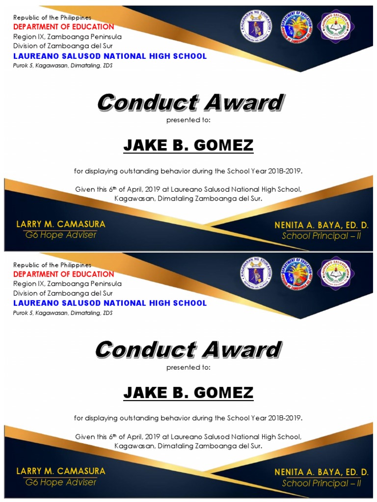 Certificate Conduct Awards | PDF