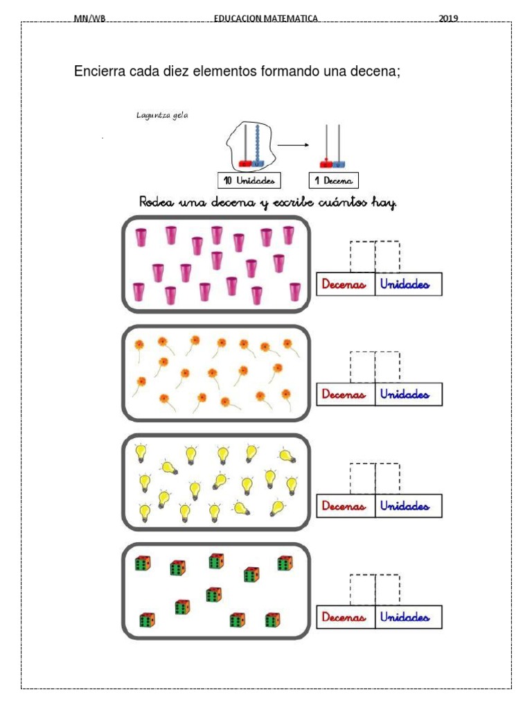 guia decenas y unidades
