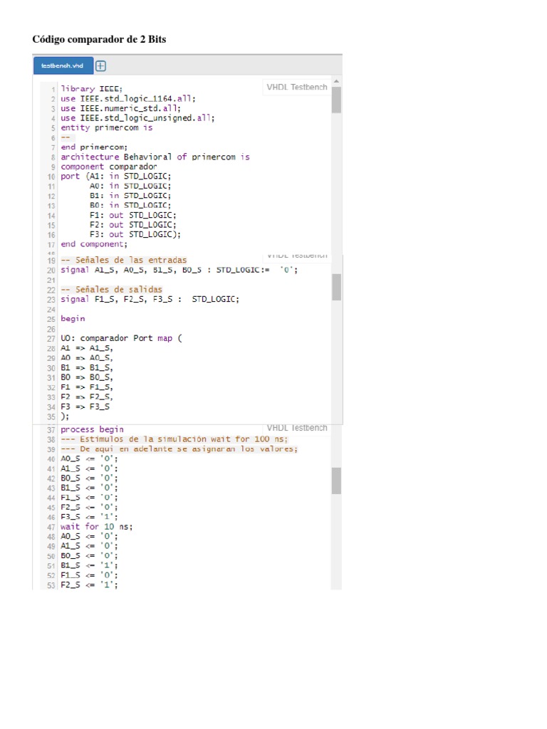 Código Comparador de 2 Bits | PDF | Arquitectura de Computadores ...