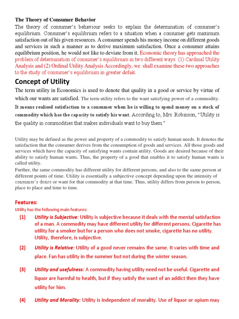 The Theory of Consumer | PDF | Utility | Marginal Utility