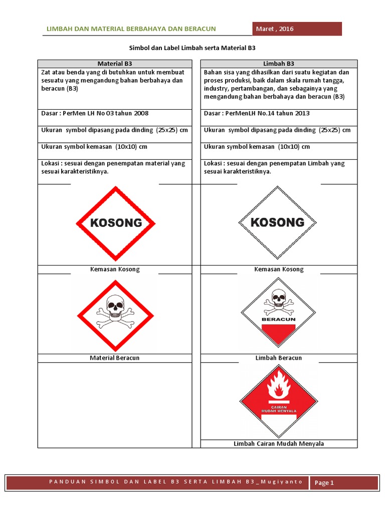 Perbedaan Simbol Dan Label Untuk Material Dan Limbah B3 | PDF
