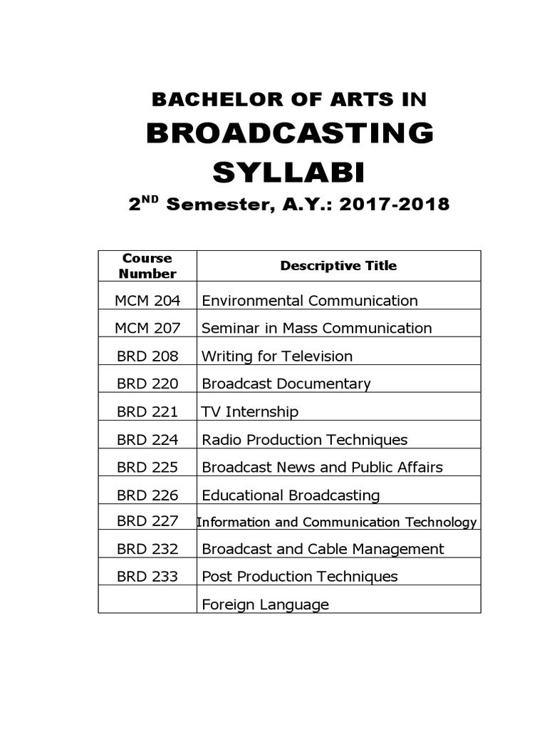 Cover Syllabus | PDF | Journalism | Mass Media
